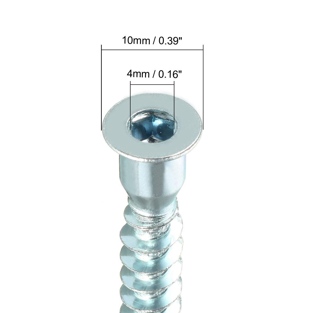 uxcell Furniture Confirmat Screw 7x69mm Hex Socket Wood Screws Zinc Plated 20pcs