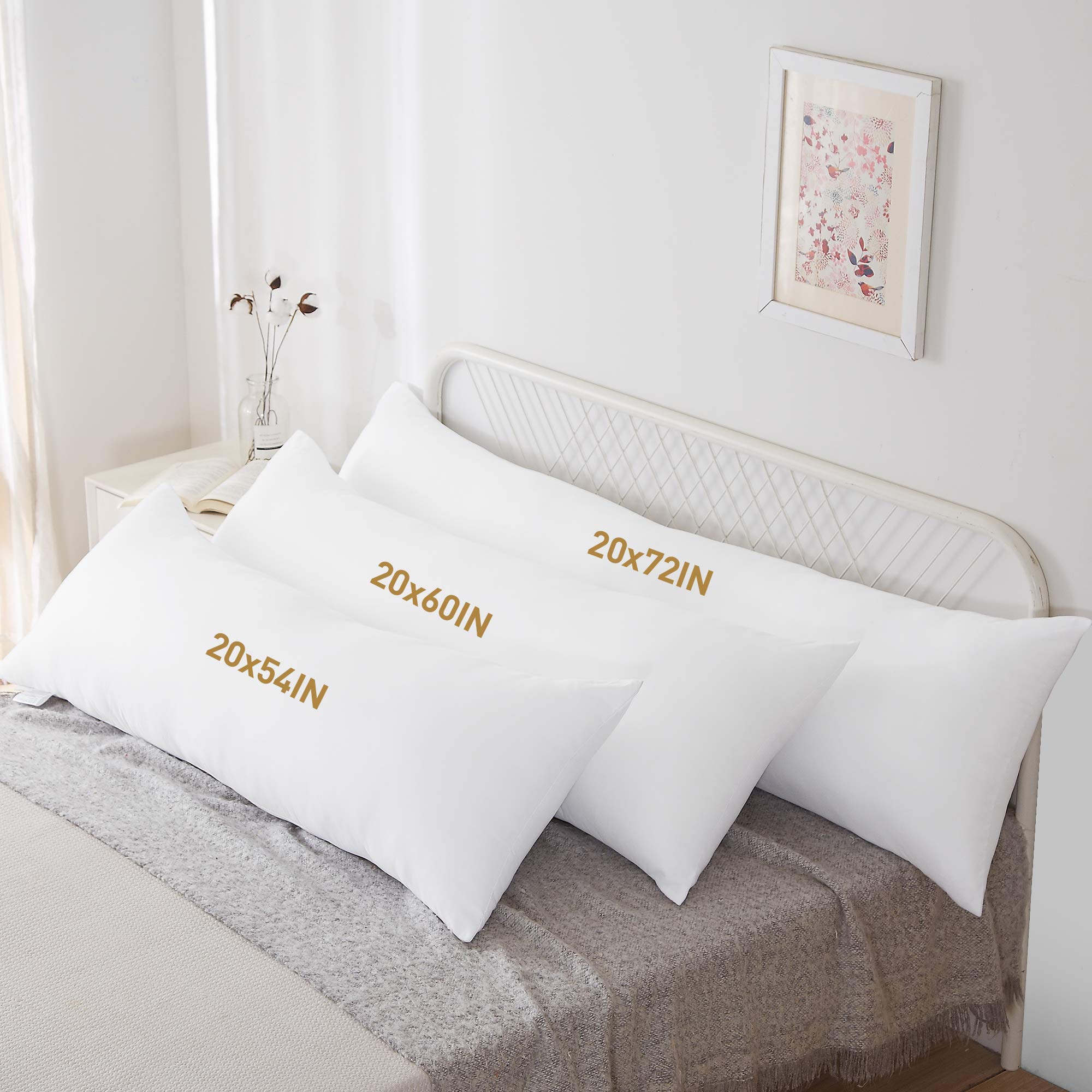 Acanva Fluffy Bed Sleeping Side Sleeper Body Pillow Insert, Extra-Long 20β x 72β, White