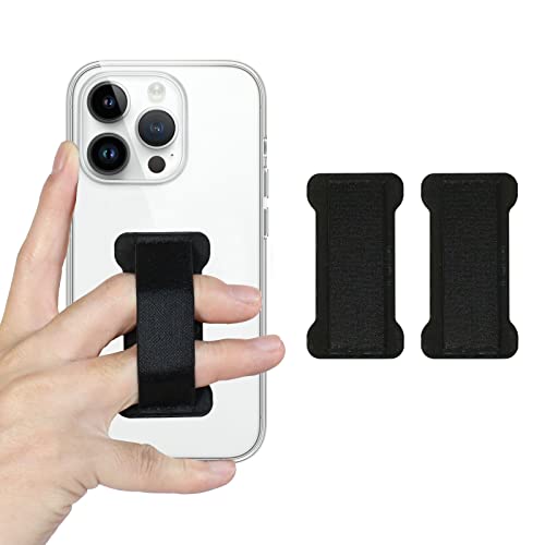 WUOJI - Finger Strap Phone Holder - Ultra Thin Anti-Slip Universal Cell Phone Grips Band Holder for Back of Phone - 2Pack(Black)
