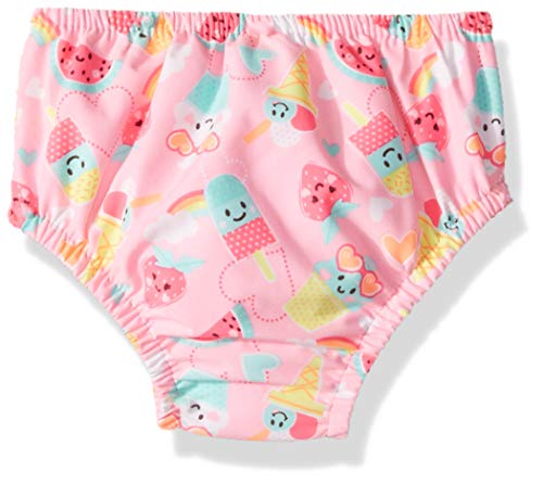 Swim Time Girls' Reusable Swim Diaper UPF 50+ with Side Snaps, Pink ice Cream/Watermelon, X-Large