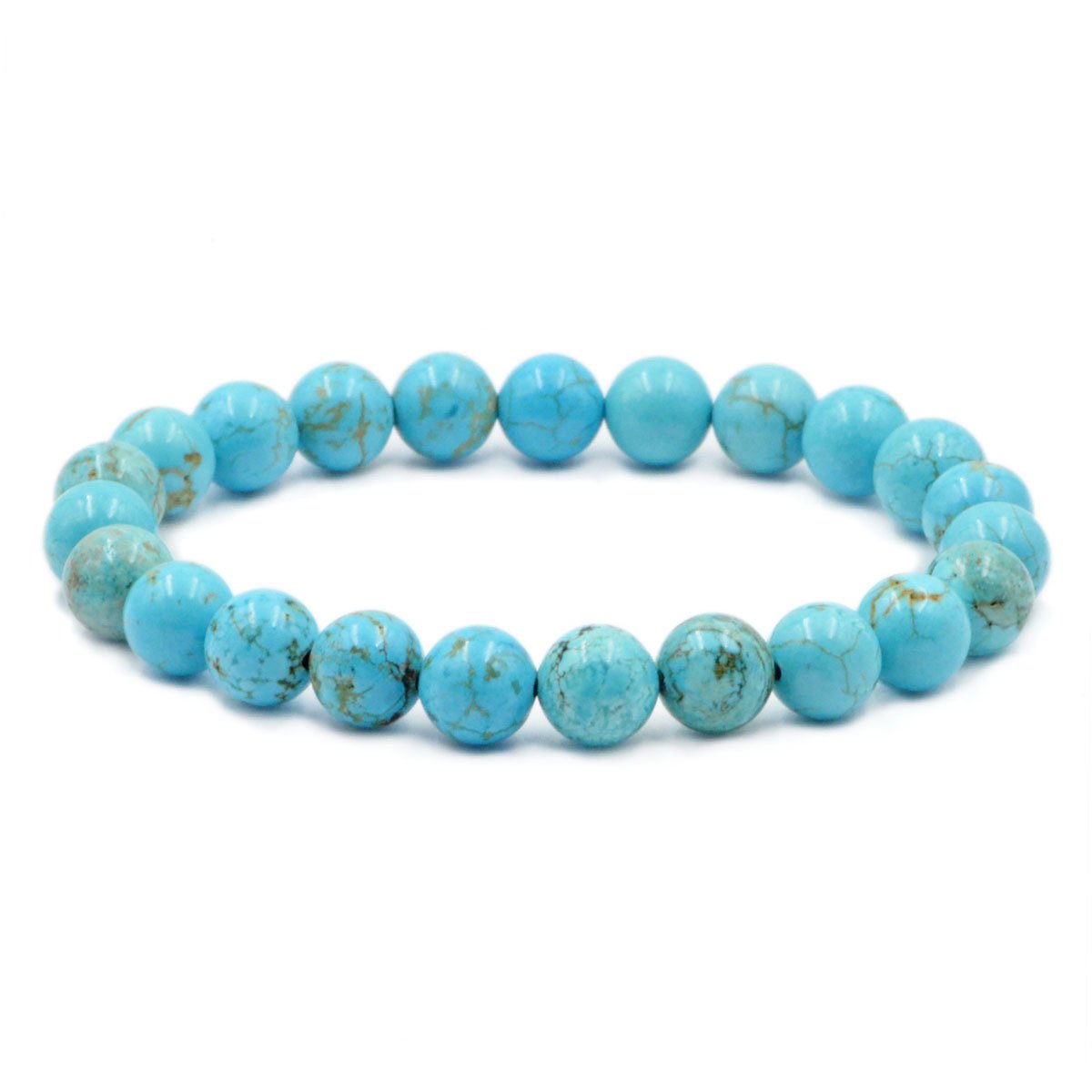 AD Beads Natural Gemstone Round Beads Stretch Bracelet Healing Reiki 8mm (Blue Turquoise)