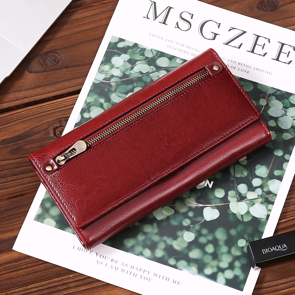 FALAN MULE Womens RFID Blocking Wallet Genuine Leather Large Capacity Credit Card Holder Bifold Ladies Clutch…