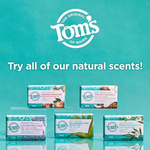 Tom's of Maine Natural Beauty Bar Soap With Raw Shea Butter, Fresh Eucalyptus, 5 oz. 6-Pack (Packaging May Vary)