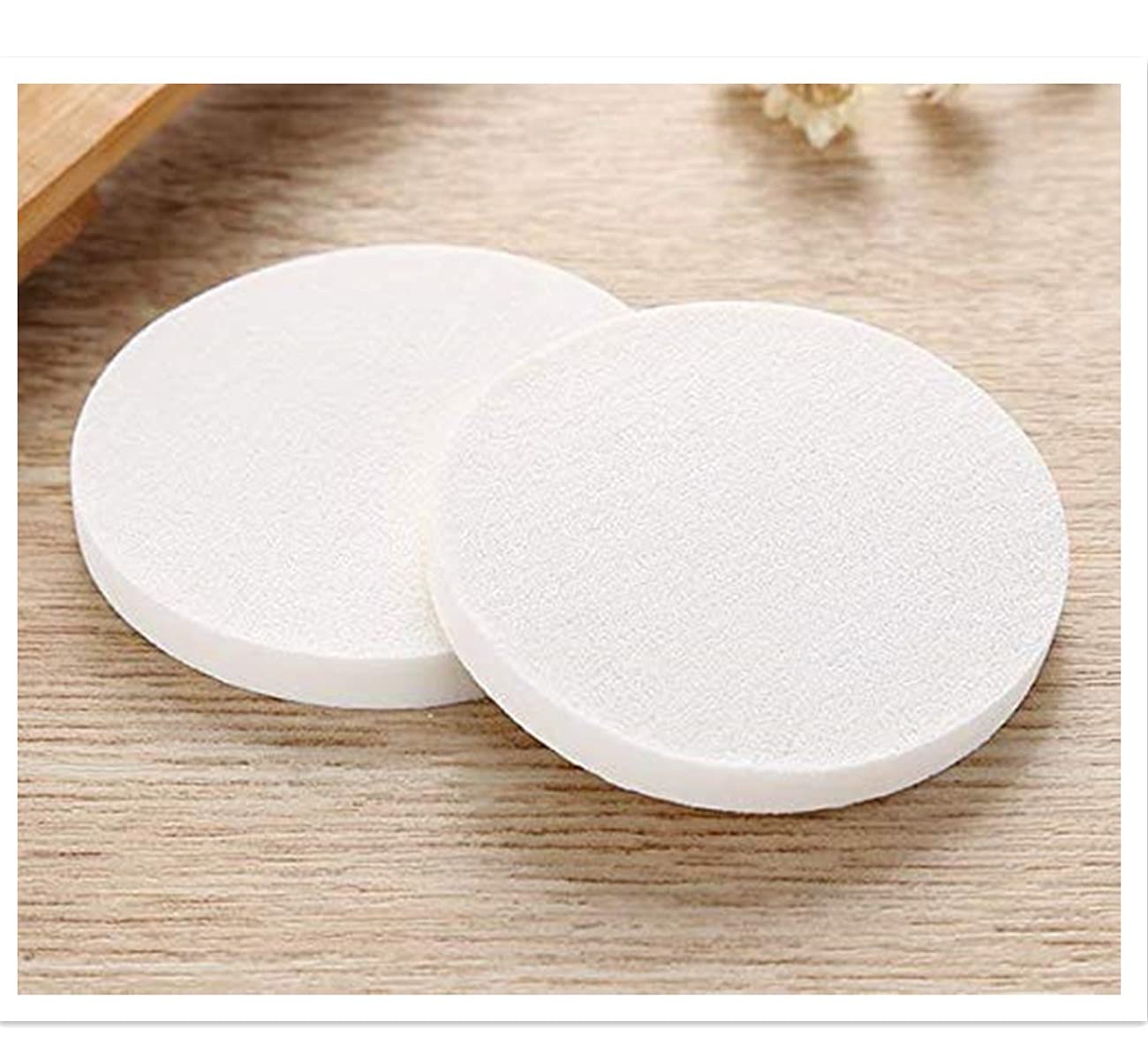 VNDEFUL 20Pcs Makeup Sponge Facial Powder Puff Wet and Dry Dual Use, Cosmetics Blush Applicators Round Sponges Foundation, White
