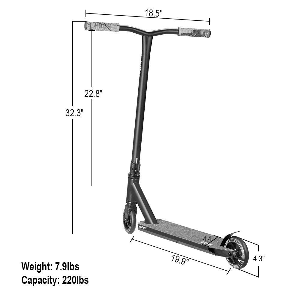 Albott Pro Scooters Trick Scooter - Freestyle 110mm Aluminium Core Wheels Stunt Scooters for Kids 8 Years and Up Entry Level Scooter for Beginner Boys Teens Adults(Black)