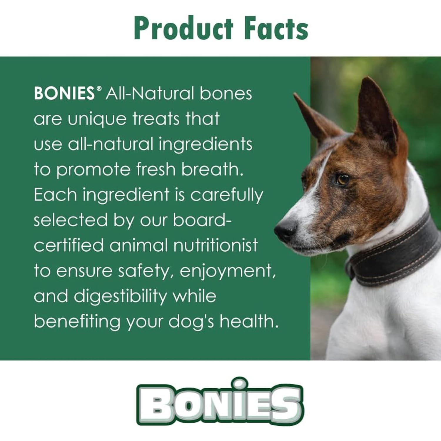 Bonies Natural Breath and Dental Formula Medium-Sized Single Bone - All-Natural Ingredients, Fresh Breath, Cleans Teeth, Low Calories, Chicken Flavor, 1 Bone