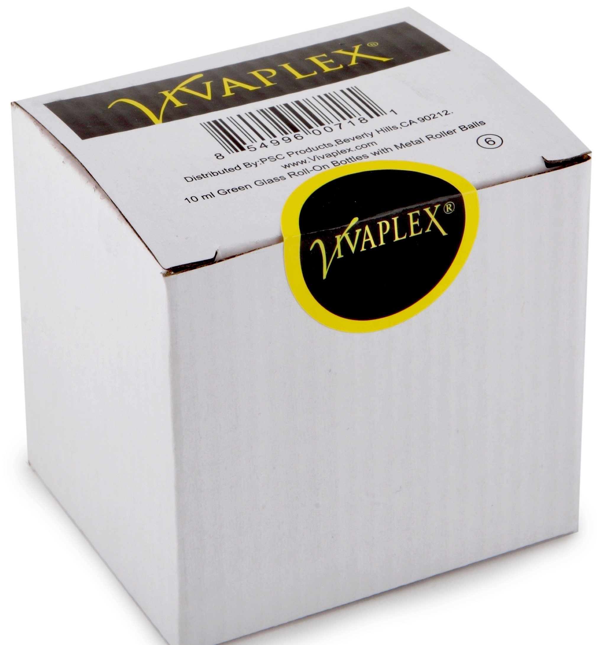 Vivaplex, 6, Green, 10 ml Glass Roll-on Bottles with Stainless Steel Roller Balls - .5 ml Dropper included
