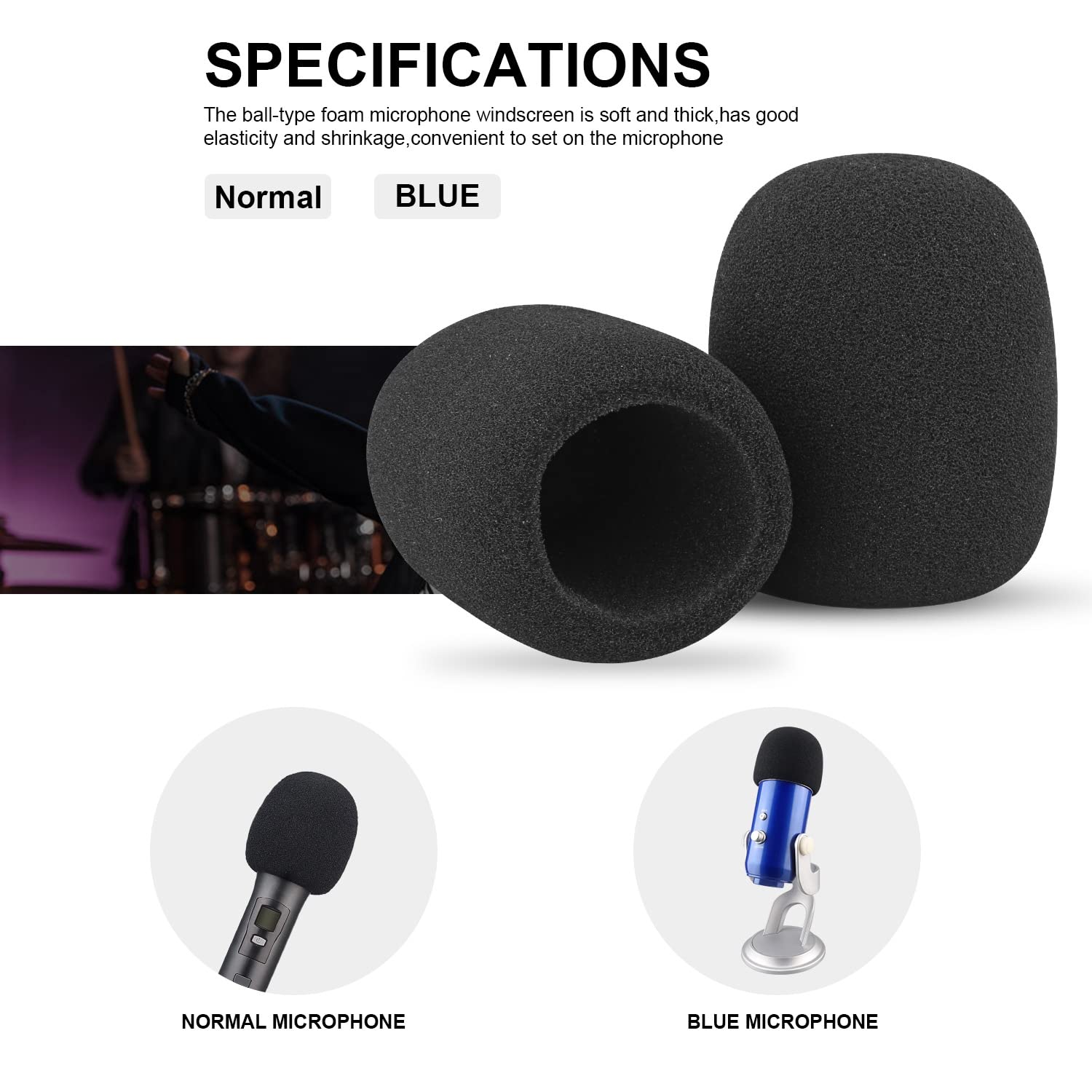 5 Pack Foam Mic Cover Handheld Microphone Windscreen (Black)