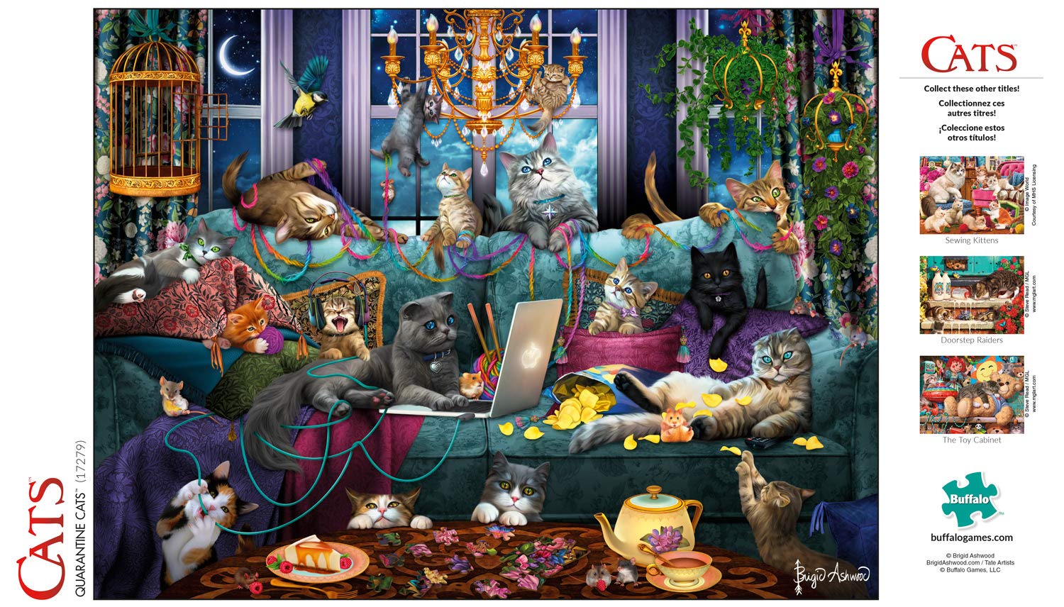 Buffalo Games - Brigid Ashwood - Quarantine Cats - 750 Piece Jigsaw Puzzle For Adults - High Quality Challenging Puzzle Perfect for Game Nights - Finished Puzzle Size is 24.00 x 18.00