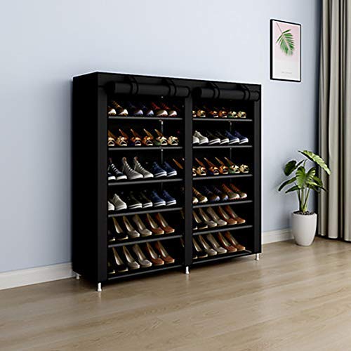 ACCSTORE Shoe Rack 6-Tier Shoe Storage Hode up to 36 Pairs Shoes with No-Woven Fabric Cover,Black