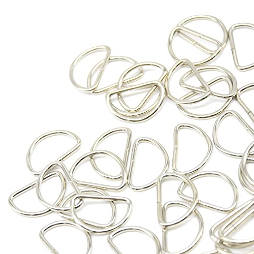 Hocansen 100 Pieces D Rings 15mm Metal D Ring Buckle Clips Sewing Accessories for Hand DIY Hardware Bags (15mm/D)