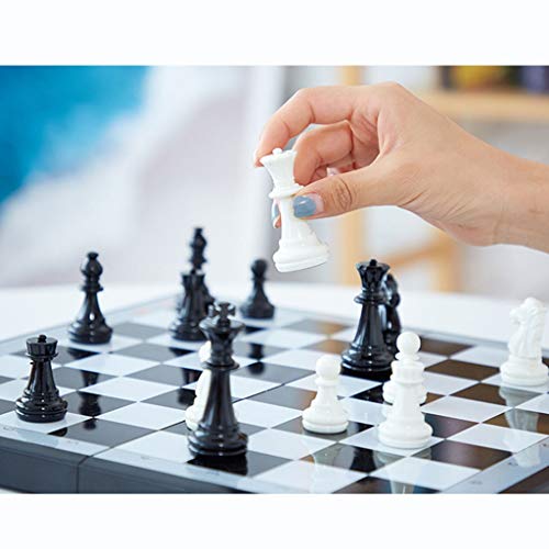 DWQ Standard Magnetic Chess Set Portable Foldable Chess Board Black and White International Chess,Puzzle Games for Adults Kid Beginners Professional Competition (Size : Small)