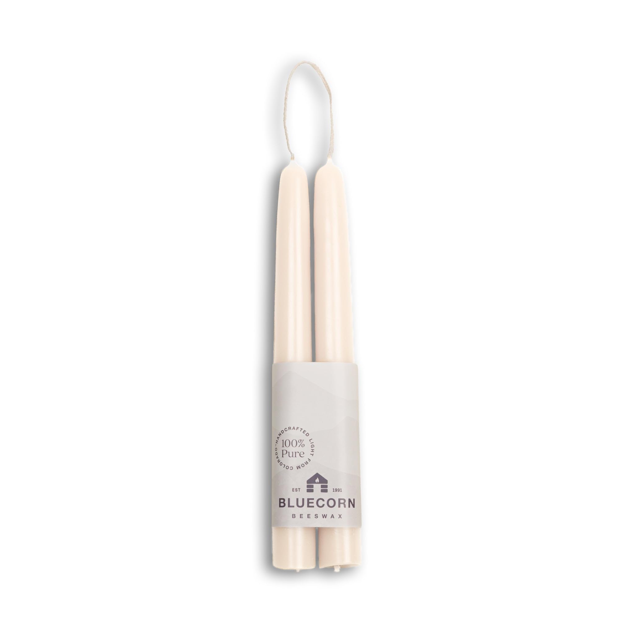 Bluecorn 100% Pure Beeswax Taper Candles | Natural Beeswax Candles, Ivory White Unscented Tapered Candles | 8 Inch Candles, Pair - Two Candlesticks | Soy, Paraffin, & Fragrance Free