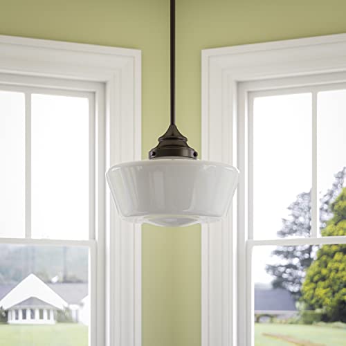 Kenroy Home 93661ORB Cambridge 1 Light Pendant with Blackened Oil Rubbed Bronze Finish, Rustic Style, 9.5" Height, 12" Width, 12" Depth