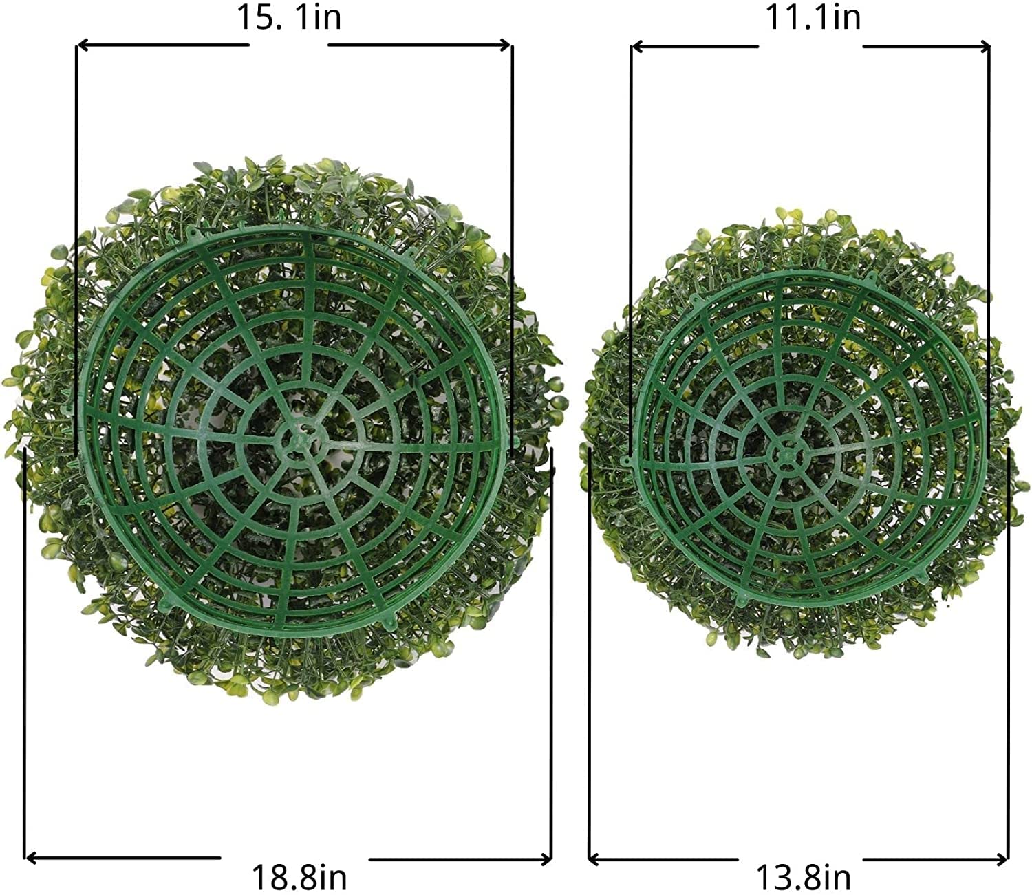 Coregreen Artificial Plant Topiary Ball 2 PCS 13.8Inch 4 Layers Faux Round Boxwood Decorative Balls for Backyard, Balcony, Garden, Wedding Party, Home Office Decor (13.8inch)