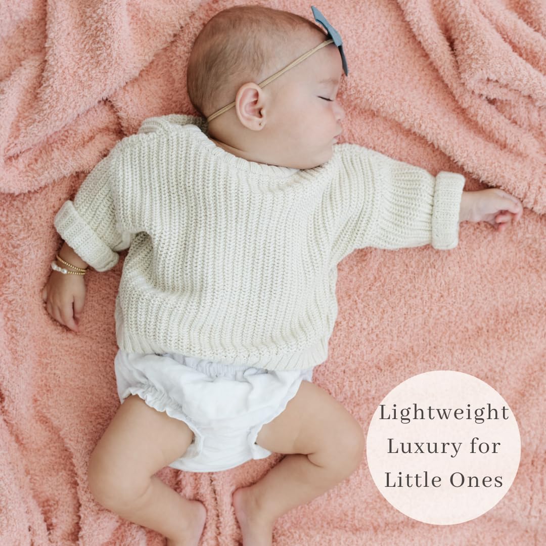 SARANONI Bamboni Luxury Baby Blanket | Plush Blanket for Infant Boys & Girls | Receiving Blanket 30β x 40β | Peach