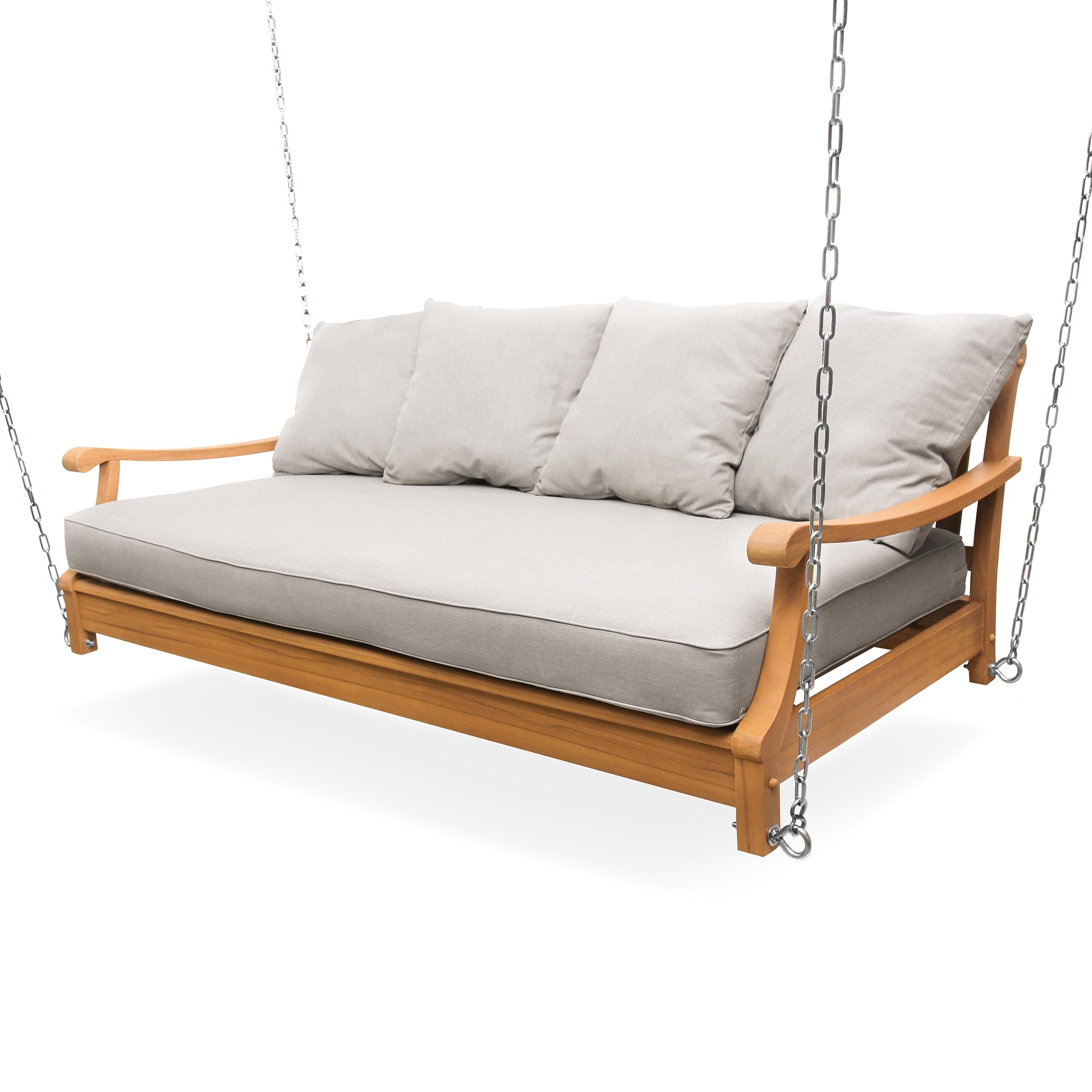 Cambridge Casual Robin Teak Wood Outdoor Swing Daybed Oyster Cushion