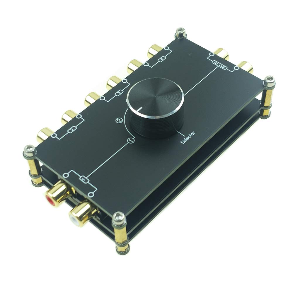 SOLUPEAK 4 in 1 Out RCA Stereo Audio Cable Switch,Source Input Signal switcher selector Splitter Passive Connector Distributor Box