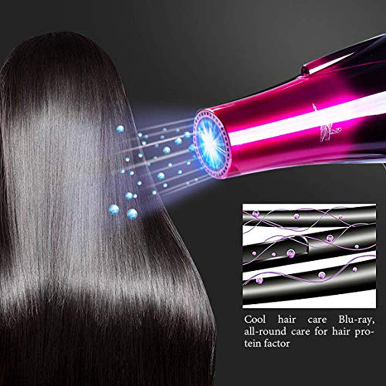 Hair Dryer Professional Blow Dryer Negative Ions 3500W Powerful Fast Drying Low Noise Long Cord Quick Dryer with Nozzle and Diffuser Hair Blow Dryer with 2 Speed and 3 Heat Settings (Purple-2)