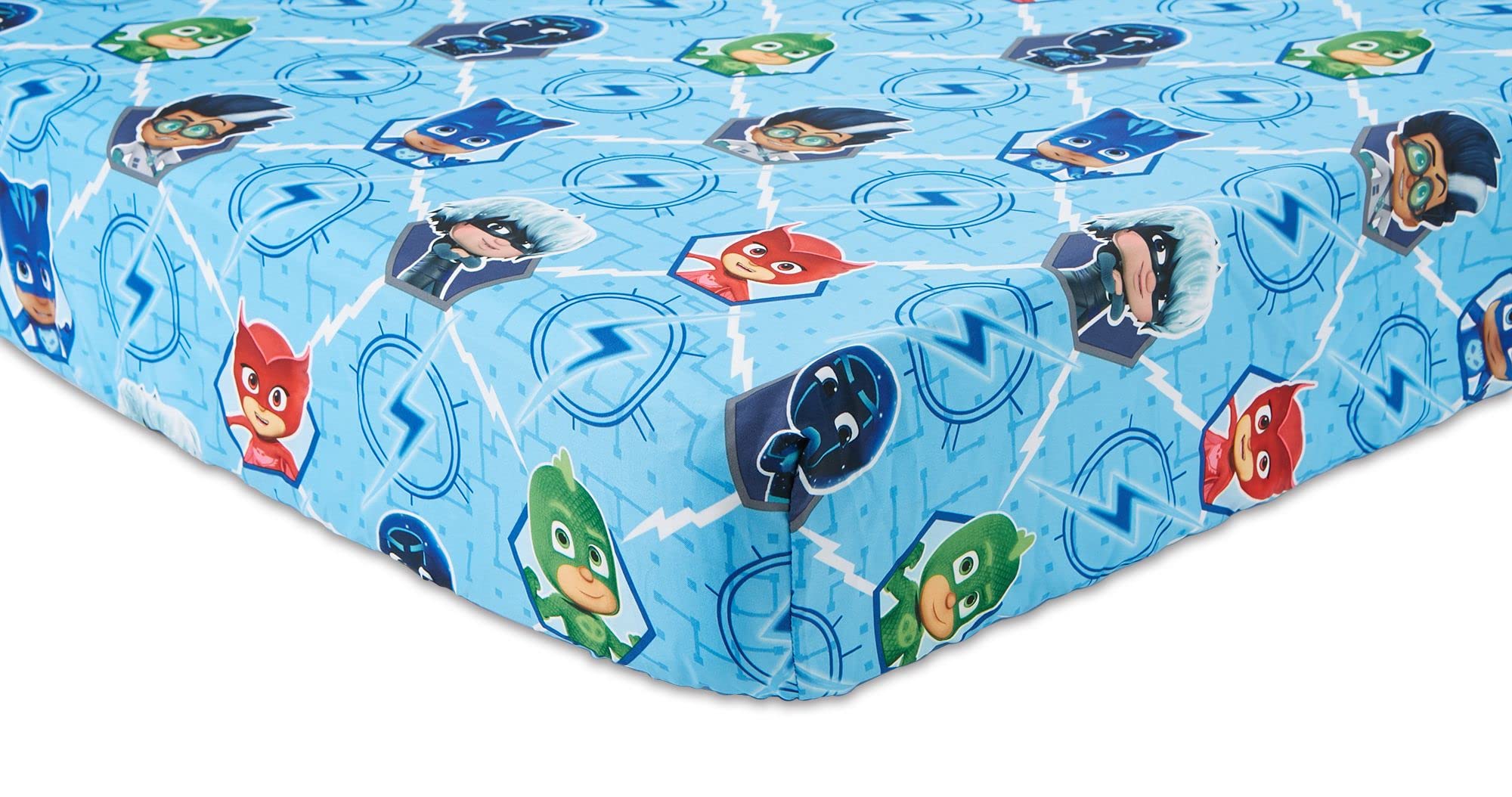 PJ Masks Time to Save The Day 4 Piece Toddler Bedding Set – Includes Comforter, Sheet Set – Fitted and Top + Reversible Pillow for Boys Bed, Blue