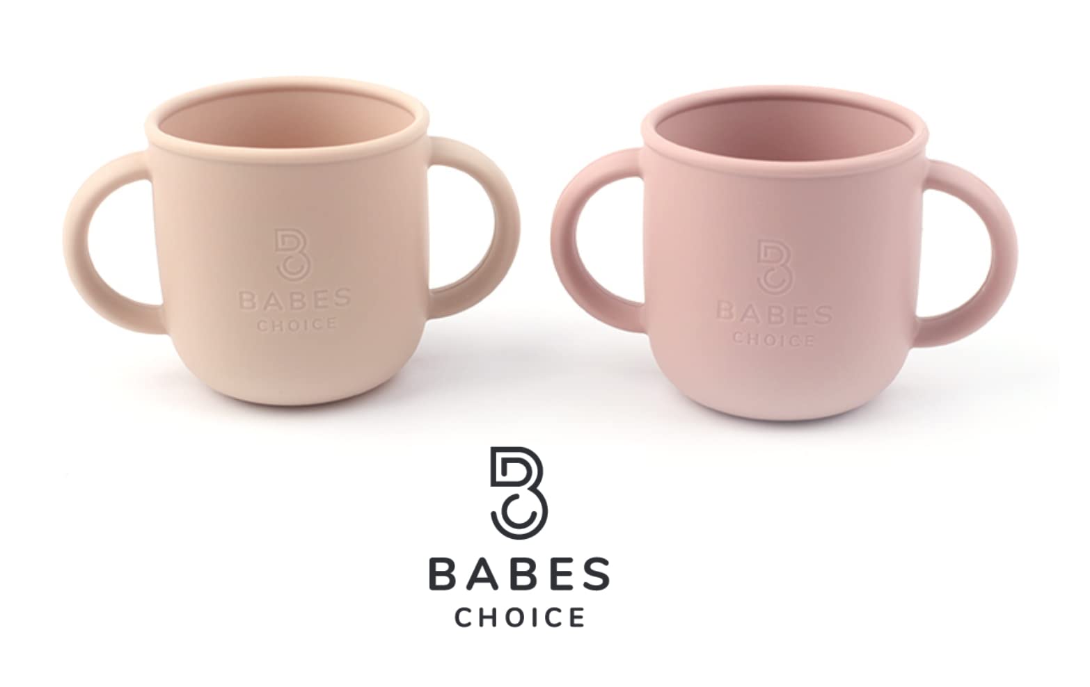 Babes Choice Straw Cup for Toddler Baby Silicone Teether Straw Sippy Cup Snack Cup No Spill with 2 Handles BPA Free 8 Oz (Nude & Pink)