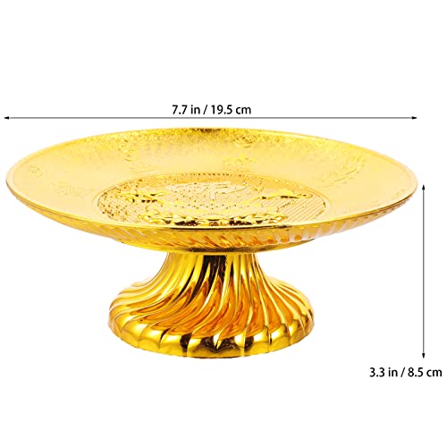 BESPORTBLE Golden Fruit Dish 2 Pcs Buddhist Offering Plates Sacrificial Fruit Tray Tribute Food Bowls Dish Religious Blessing Snack Tray Aromatherapy Tray for Altar Rituals Supplies Offering Bowls