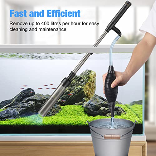 bedee Manual Aquarium Gravel Cleaner, Fish Tank Vacuum Gravel Cleaner, 3 in 1 Aquarium Siphon Vacuum Cleaner Kit for Water Change,Sand Cleaning,Remove Dirt with Adjustable Telescopic Rod