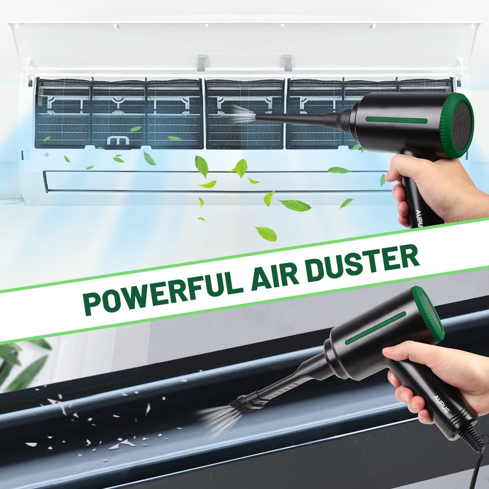 AUPUS Compressed Air Duster, Electric Air Duster, 40000 RPM Powerful Electronic Compressed Air, More Powerful Than Cordless Air Duster, Multi-Use Dust Blower Replaces Compressed Air Cans for Computer
