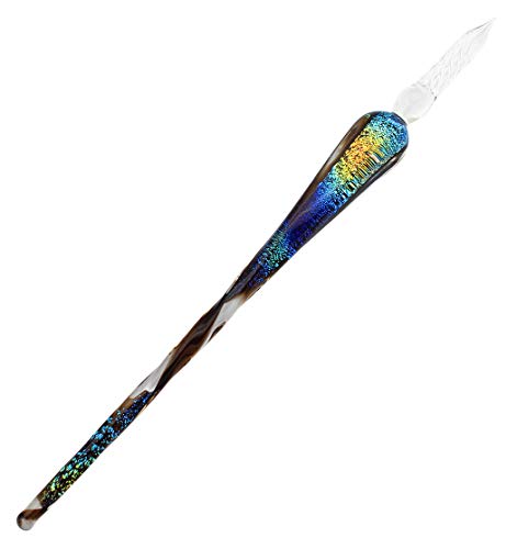 Xiaoyu Glass Dip Pen Vintage Handmade Glass Signature Pen Starry Sky Crystal Dip Sign Pen Gift Calligraphy Pen - E
