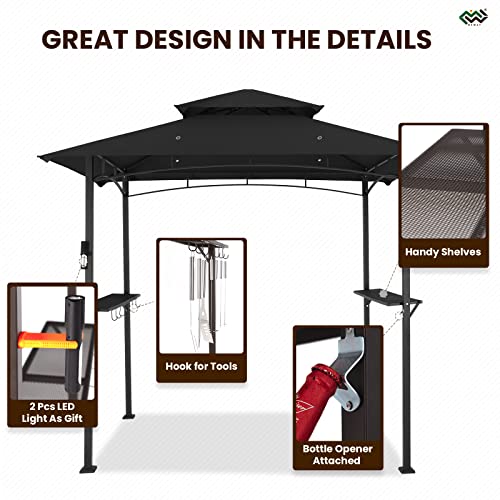 MEWAY 8x5 Outdoor Grill Gazebo Canopy, BBQ Canopy Gazebo Tent for Patio,Barbecue,Black