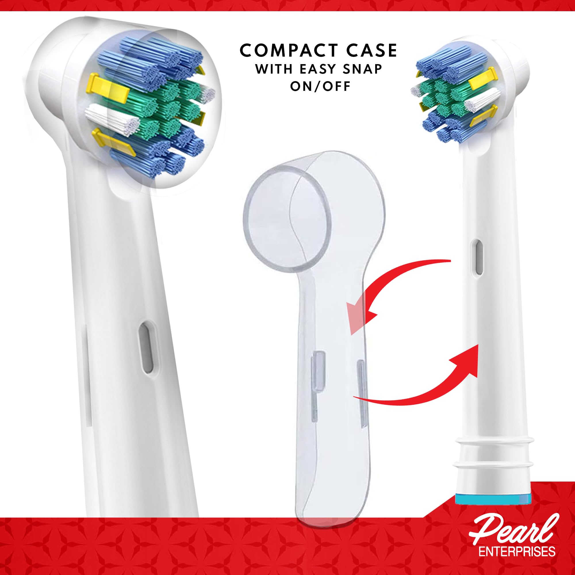 Replacement Brush Heads Compatible with Oral B Floss Action, Oral-B Braun 4 Pack + 4 Bonus Cover Cap. Compatible w/Vitality Floss Action, Oral-B 7000, 9000, Pro 1000, Kids