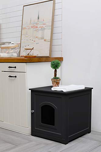 zoovilla Kitty Litter Loo – Hidden Litter Box Furniture, Black