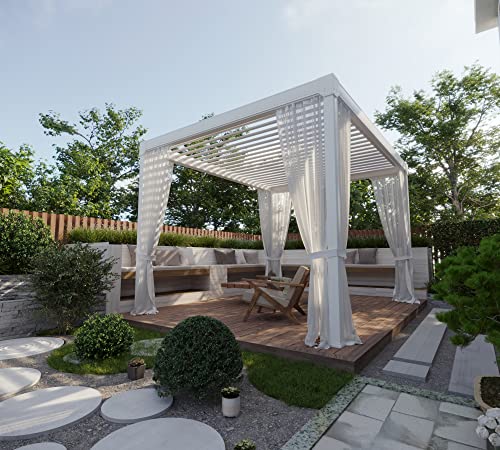 Meetleisure 10β x 12β Outdoor Louvered Pergola - Patio Aluminum Pergola with Adjustable Louvered Roof, Water-Proof Gazebo Sunshade Shelter with Netting Included, White Frame