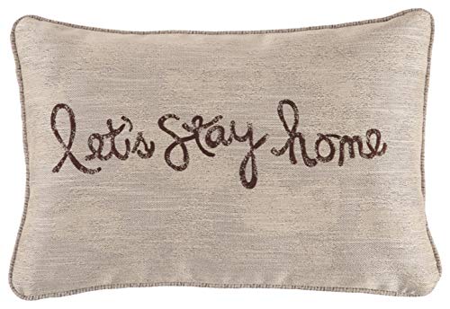 Signature Design by Ashley "Let's Stay Home" Scripted Throw Pillow, 22 x 16 Inches, Beige