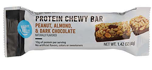 Amazon Brand - Happy Belly Protein Chewy Bars, Peanut Butter & Dark Chocolate, 30 Count (6 Packs of 5)
