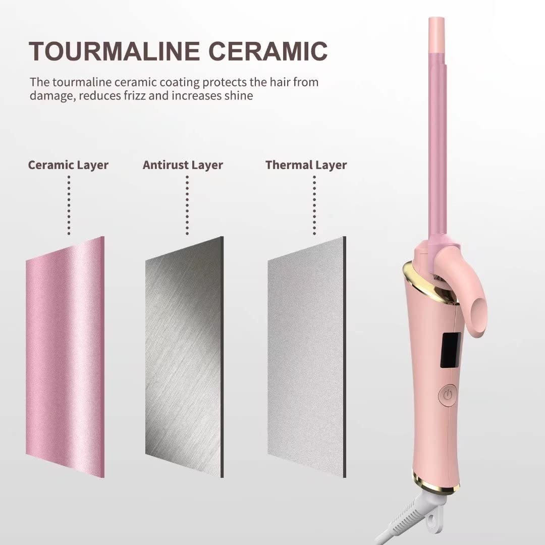 ADTZYLD Curling Iron Curling Wand, Mini Hair Curler for Short Long Hair Crimper 9mm Ceramic Barrel Tight Curls LCD Temperature Display (0.35 Inches)