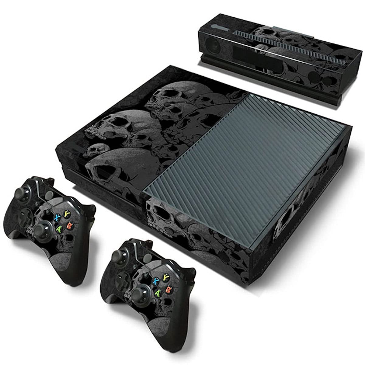 DOMILINA Protective Vinyl Skin Decal Cover for Xbox One Console Wrap Sticker Skins with Two Free Wireless Controller - Black Skull