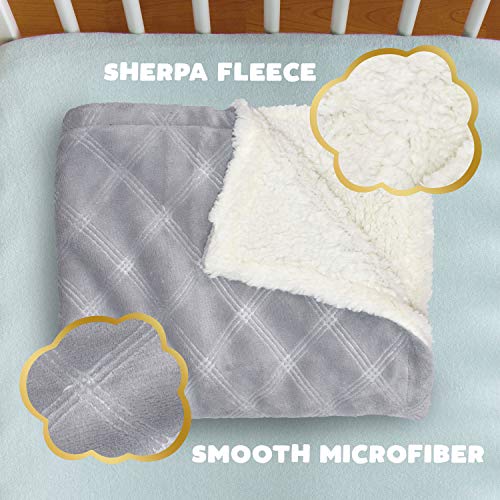 Sherpa Fleece Baby Blanket Reversible - Breathable Microfiber Plush Receiving Blanket- Great Throw Blanket for Cribs, Strollers, Baby Car Seat Travel, Indoor & Outdoor Use - 30β x 40β