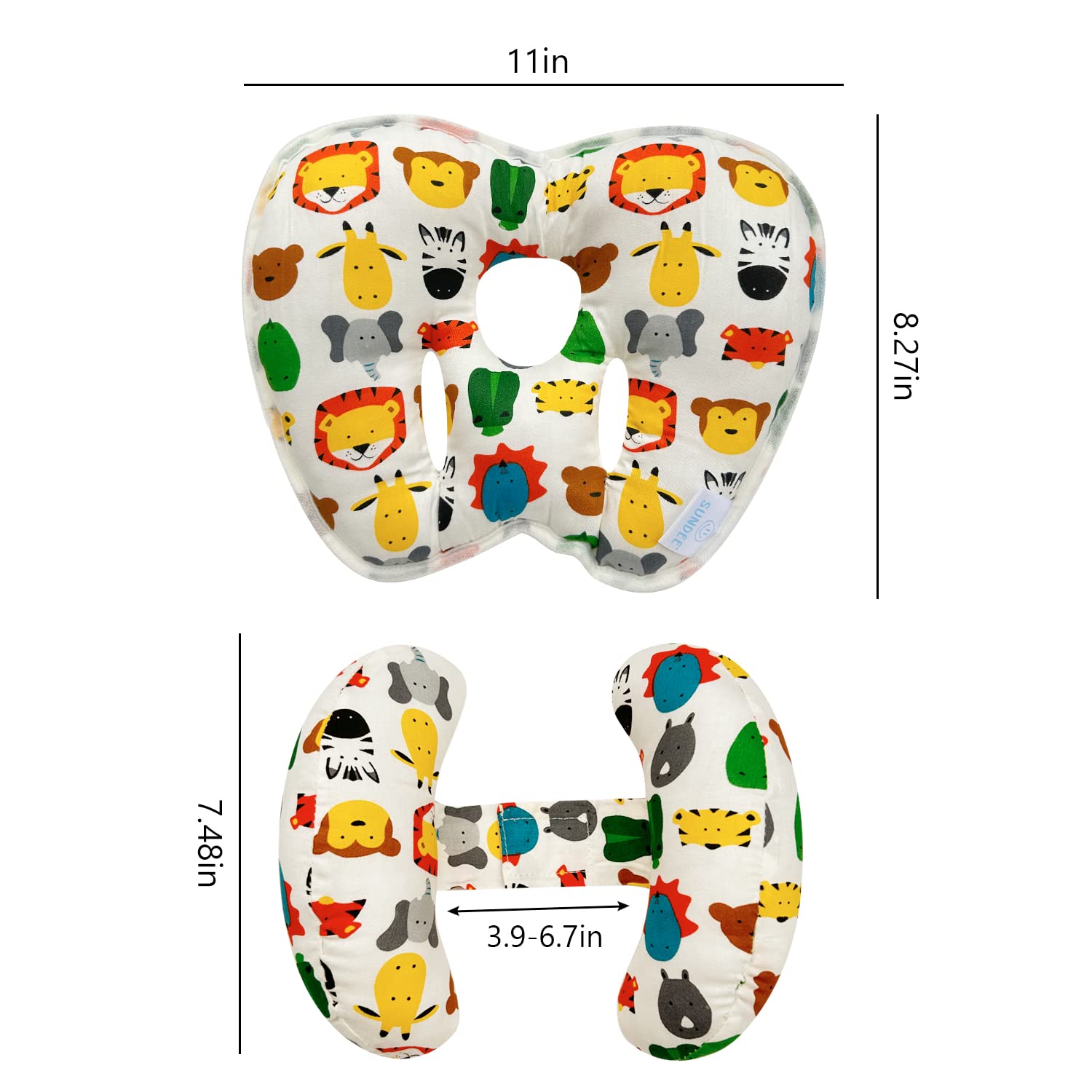 Baby Head Neck Support, 2 in 1 Banana Shape Travel Cushion for Stroller and Car Seat, Toddler Soft Organic Fabric Adjustable Head Insert