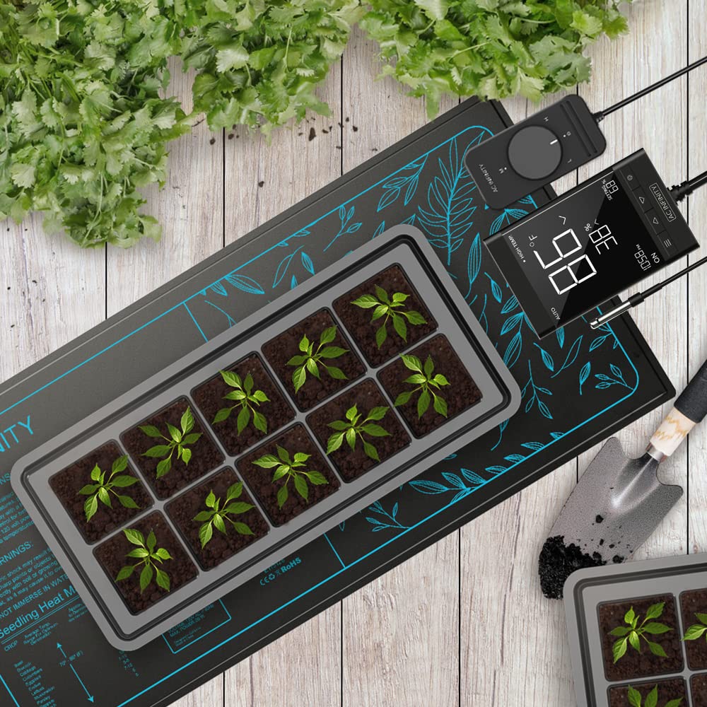 AC Infinity SUNCORE T1, Seedling Mat with Digital Thermostat and Heat Controller 3β x 20β, UL & MET-Certified Waterproof Heating Pad for Indoor Gardening, Hydroponics, Germination, Cloning