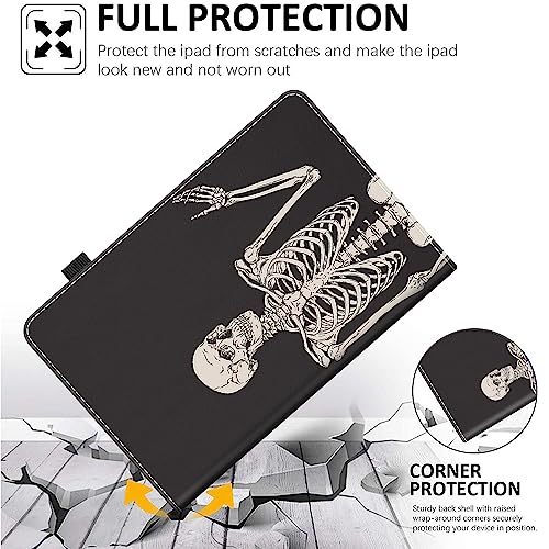 Case for All-New Amazon Kindle Fire 7 (2022 Release-12th Generation), Multi-Angle Smart Stand Cover Auto Sleep/Wake for Amazon Kindle Fire HD 7 Tablet,Skeleton Skull