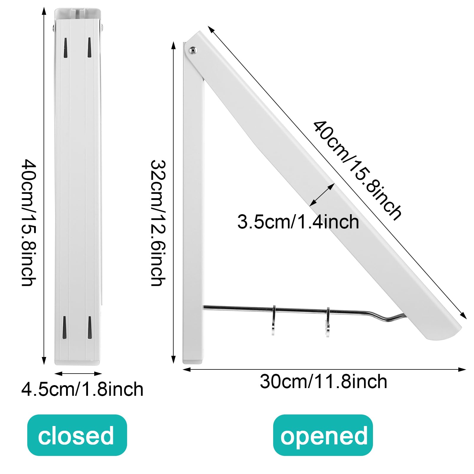 Layhit 4 Pcs Folding Clothes Drying Rack Wall Mounted Retractable Clothes Rack Aluminum Foldable Wall Hangers for Clothes Space Saving Laundry Closet Organization White Clothing Dryer Rack for Storage
