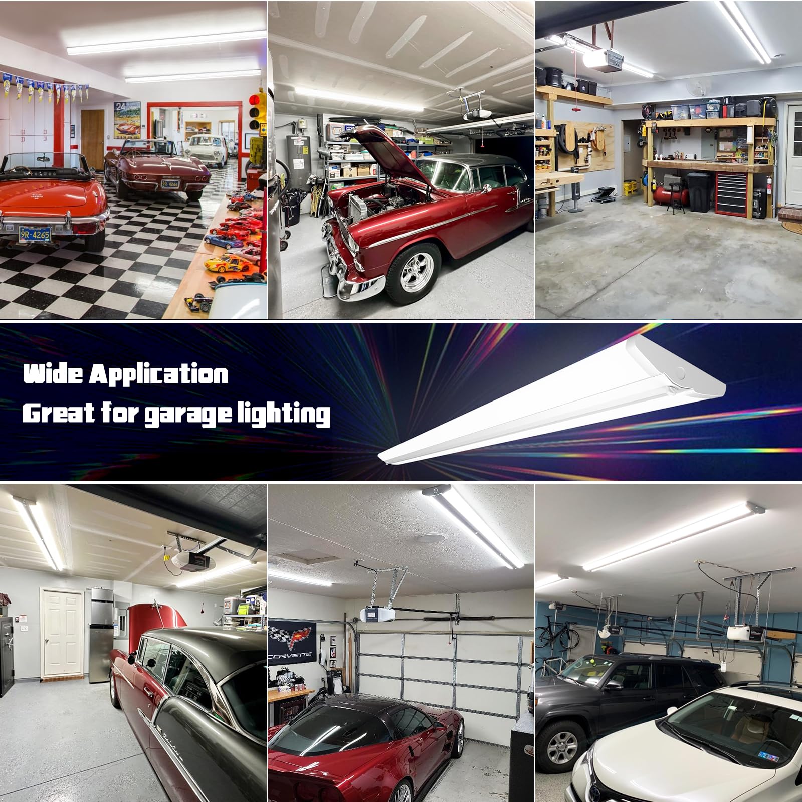 ANTLUX 8FT LED Shop Light 110W [6-lamp T8 Fluorescent Equiv.], Compact 8 Foot Strip Lights, 12500LM, 6000K, Commercial Grade Flush Mount Ultra Slim LED Wraparound for Garage Office Warehouse, 2 Pack
