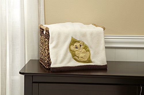 Disney Lion King Simba's Wild Adventure Super Soft Appliqued Baby Blanket, Ivory, Brown , 30x40 Inch (Pack of 1)