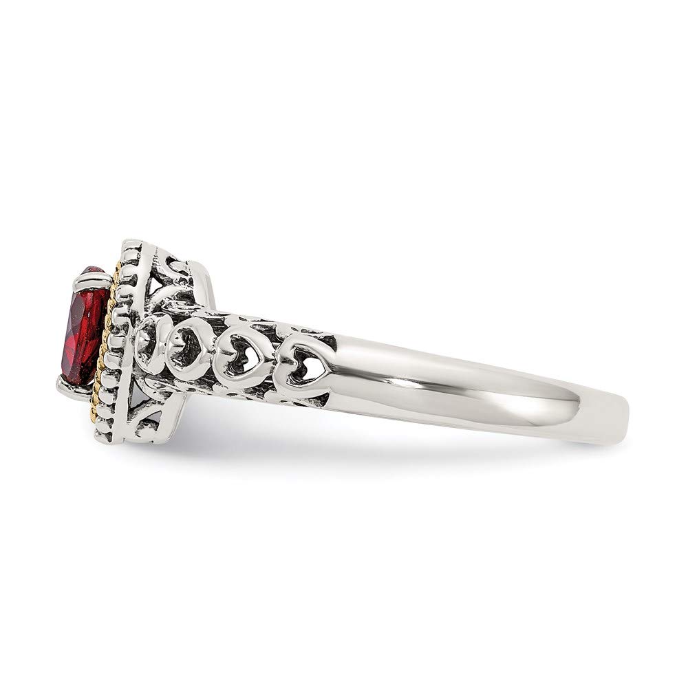 925 Sterling Silver and 14k Yellow Gold Garnet Ring Fine Jewelry For Women Gifts For Her, Size 7