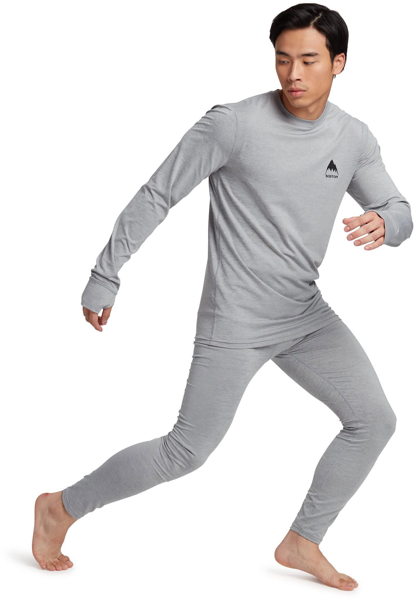 Burton Mens' Lightweight X Base Layer Crewneck Top (US, Alpha, Small, Regular, Regular, Gray Heather)