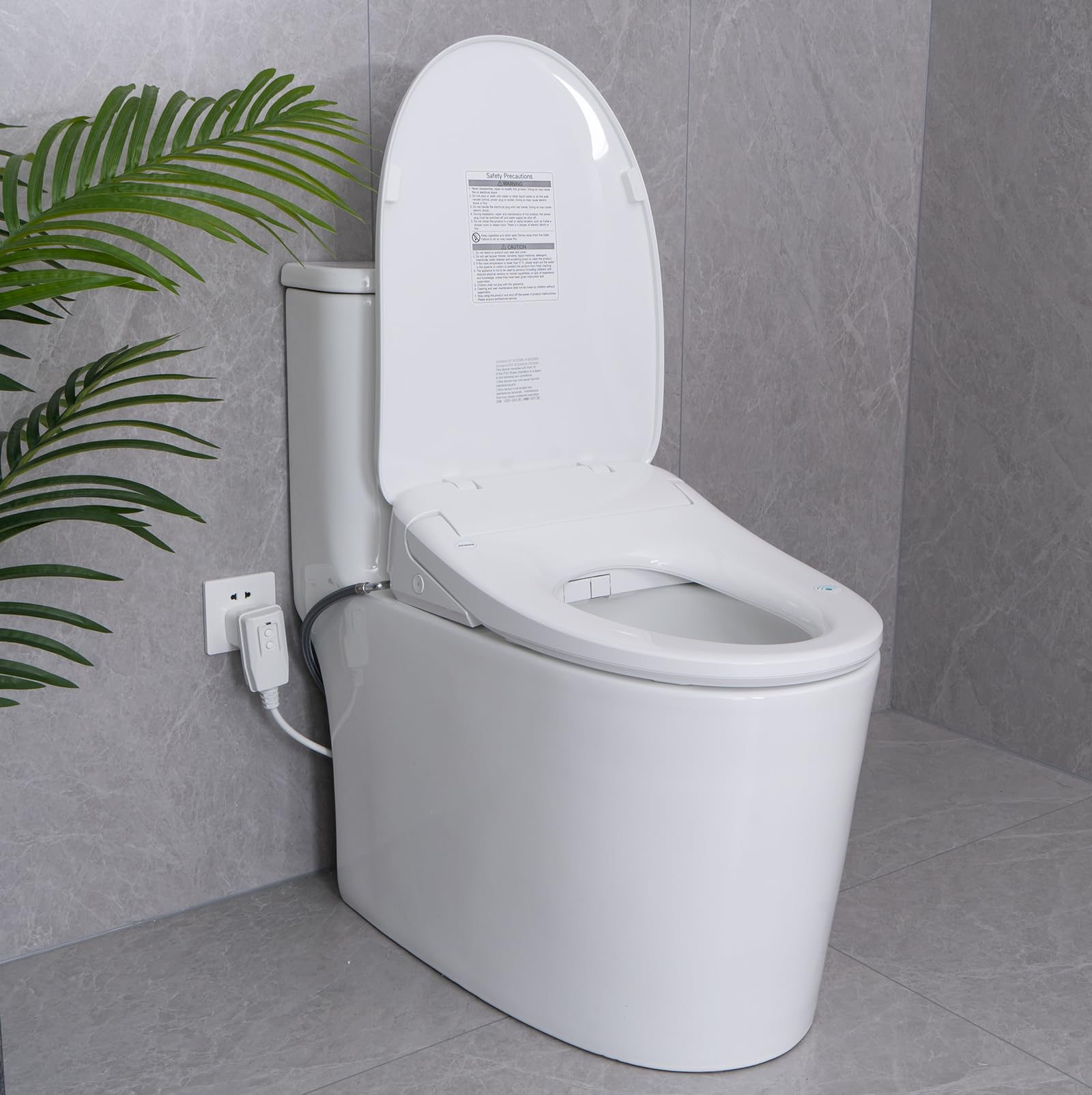 Aquatiz Auto Open Close Bidet Toilet Seat, Elongated with Endless Warm Water, Seat Heating, Night Light, Warm Air Dryer, Advanced Bidet Attachment for Toilets