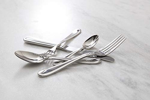 Fortessa Caviar 18/10 Stainless Steel Flatware, 5 Piece Place Setting, Service for 1