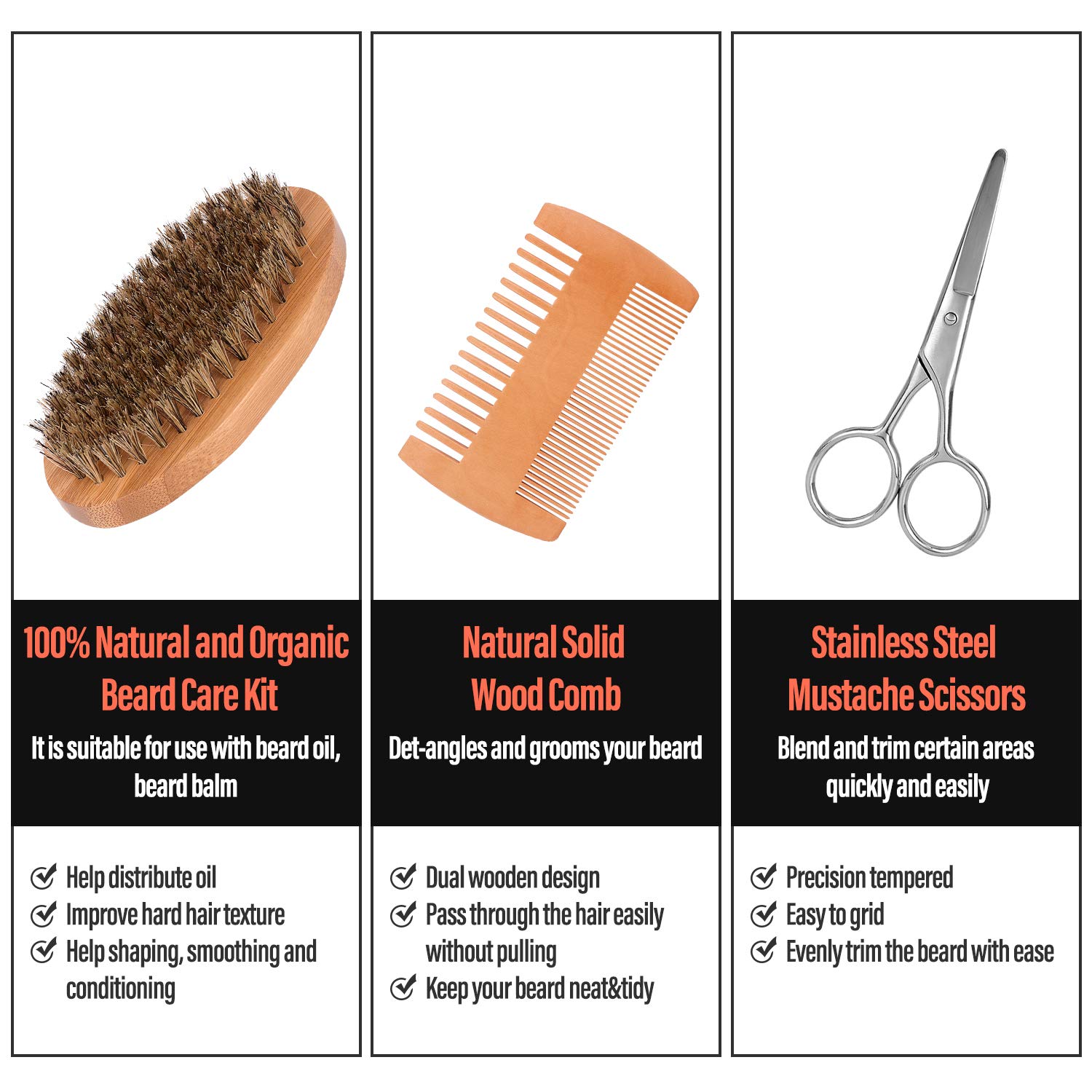 All in one Beard Grooming Kit for Men Care with Beard Soap Beard Oil, Beard Brush, Beard Comb, Beard Balm, Beard Shampoo,Beard Scissors &Storage Bag