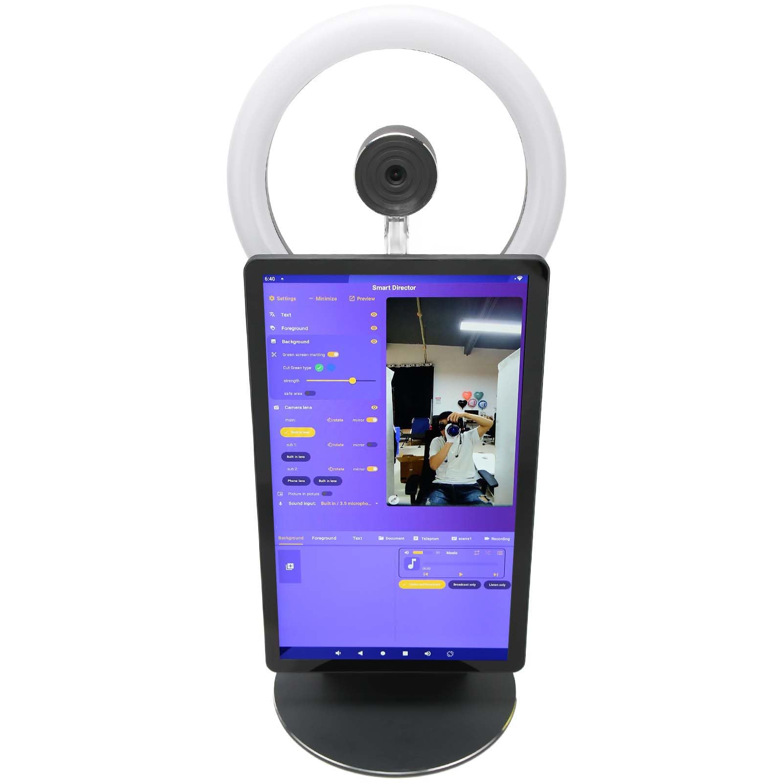 All in One Live Streaming Device 100-240V 5.0 Desktop Live Broadcast Device 15.6 Inch FHD 8MP Camera for 11.0 for Office (US Plug)